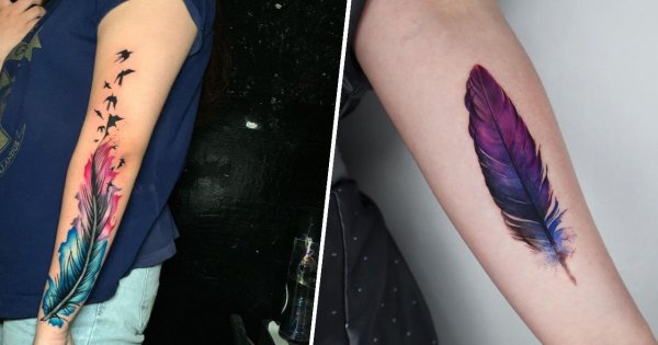 Tatuaż piórko - delikatne, subtelne, piękne i kobiece. Zobacz najlepsze ...