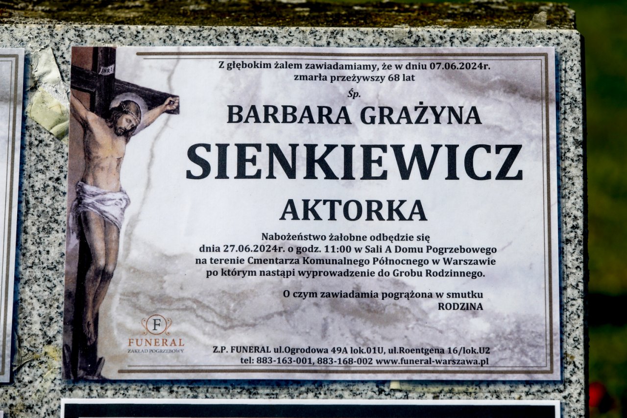 Pogrzeb Barbary Sienkiewicz. 68-letnią aktorkę pożegnała garstka osób