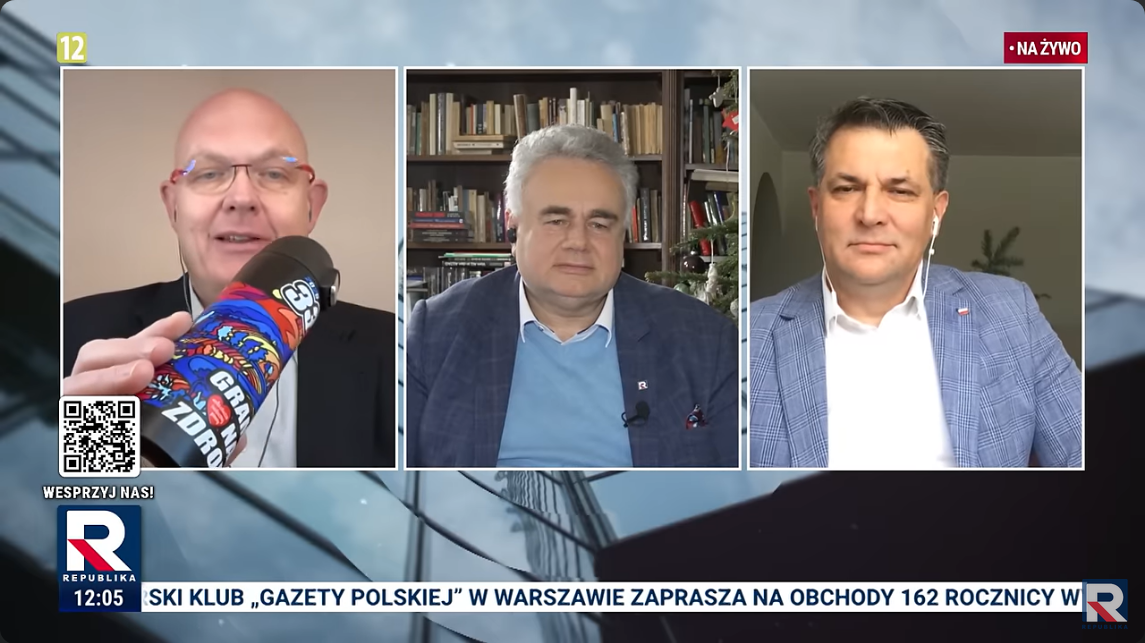 Gość stacji "R" pokazał termos z serduszkiem od Jurka na wizji i ...